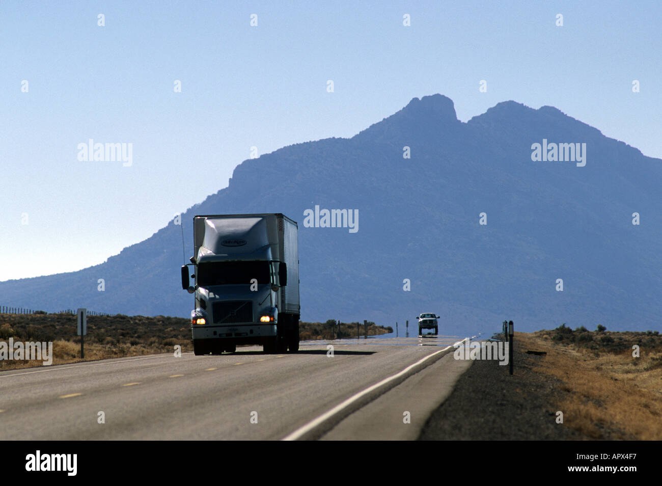 Trucks and cars travel on highway 318 in Nevada Stock Photo - Alamy