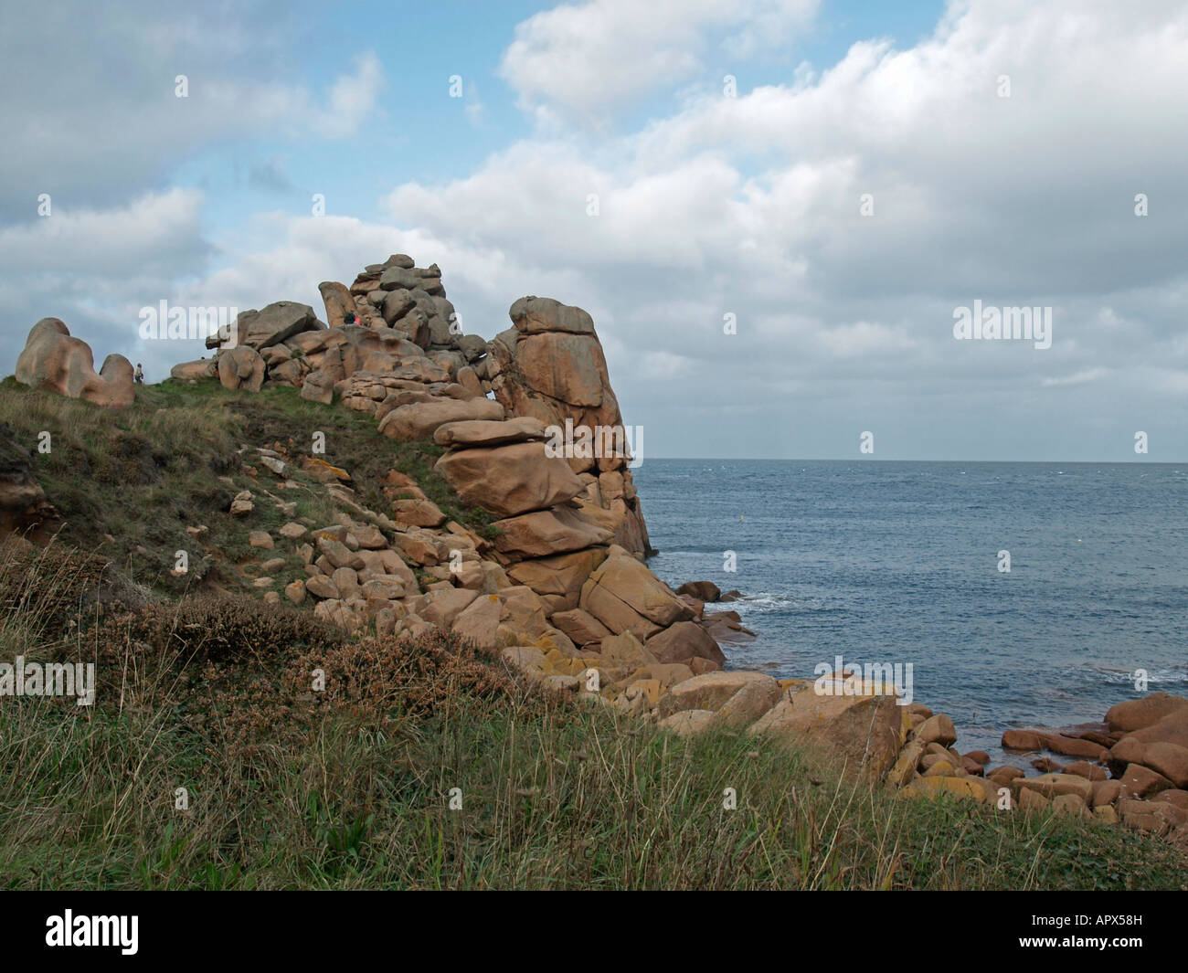 stony strand with granit rocks at the coast in Finistere near by ...
