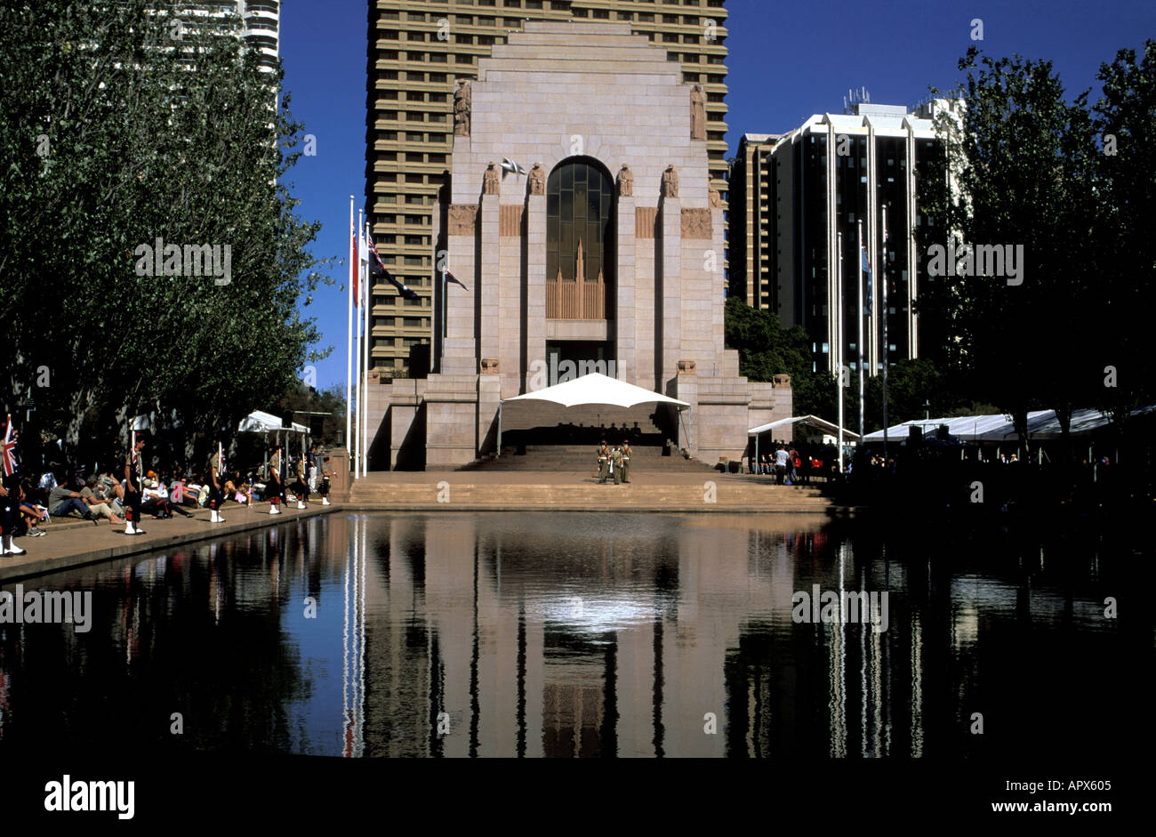 Anzac Day ceremony held at the Art Deco designed Anzac War Memorial and ...