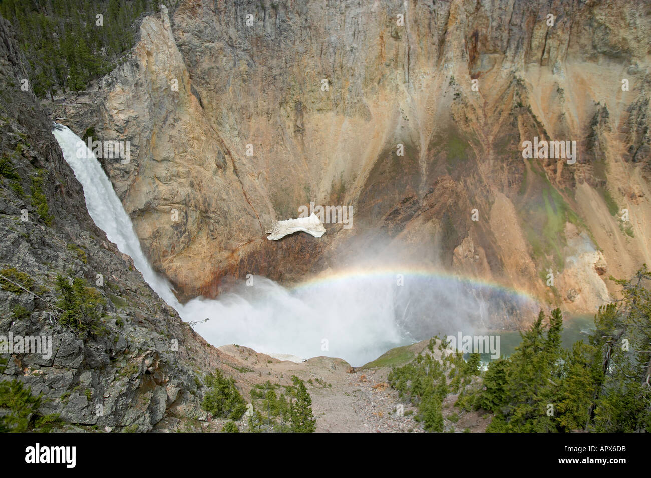Lower Yellowstone Falls Grand Canyon of the Yellowstone with rainbow ...