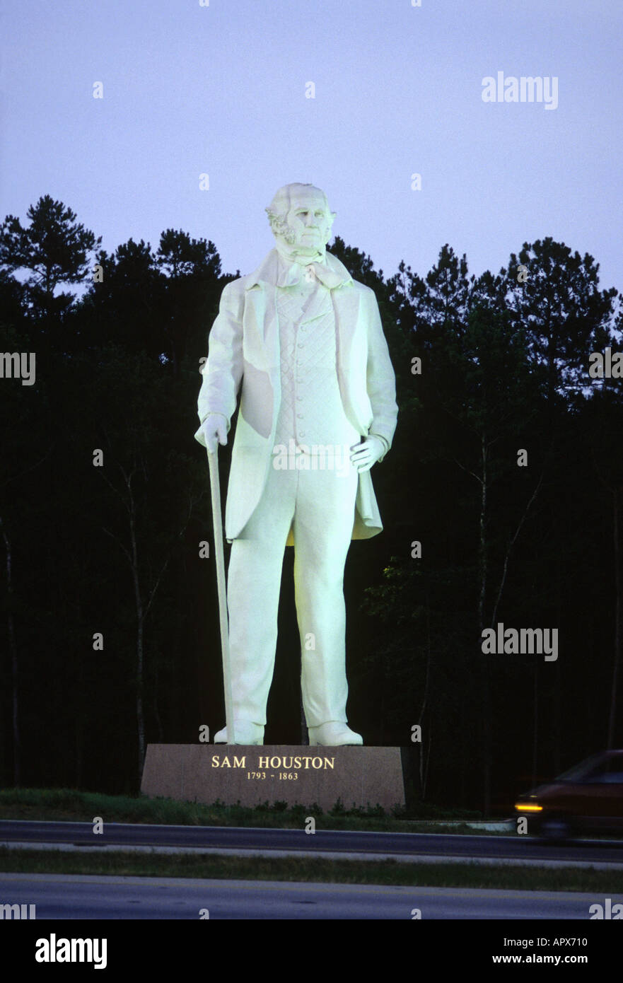 A large statue of Sam Houston along the highway in Huntsville Texas ...