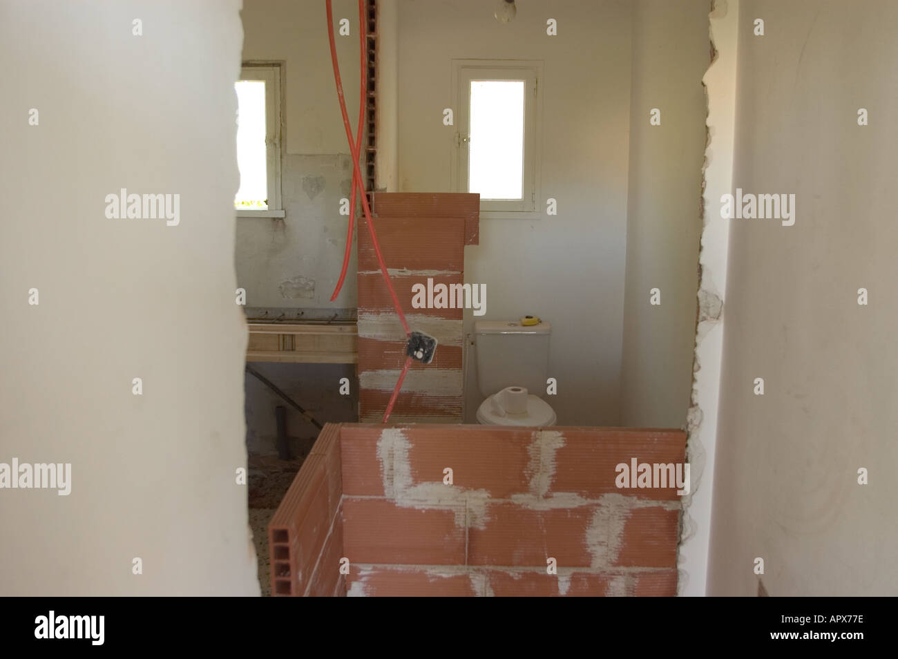 construction / home improvement - building new wall Stock Photo - Alamy