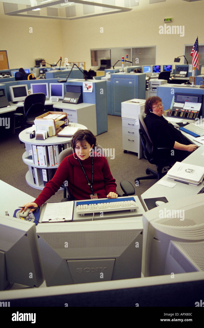 Dispatchers at the Idaho State Police communications center Stock Photo ...