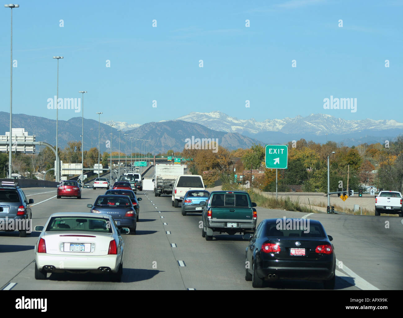 highway to Boulder Colorado with Rocky Mountains October 2007 Stock ...