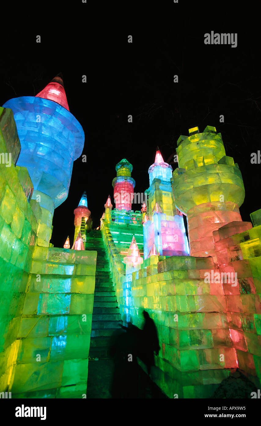 Ice sculpture festival, Harbin Ice Lantern Show, Harbin, China Stock ...