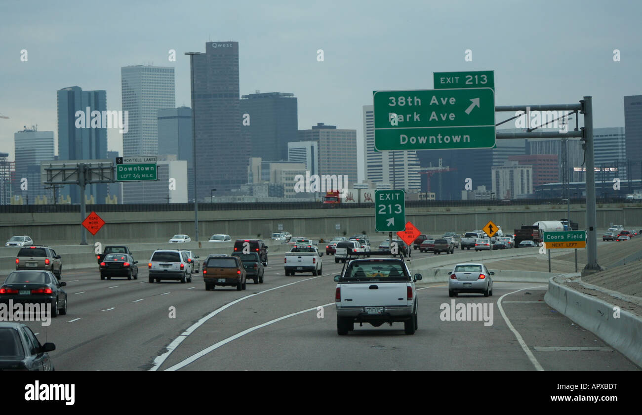 traffic on freeway to Denver Colorado October 2007 Stock Photo - Alamy