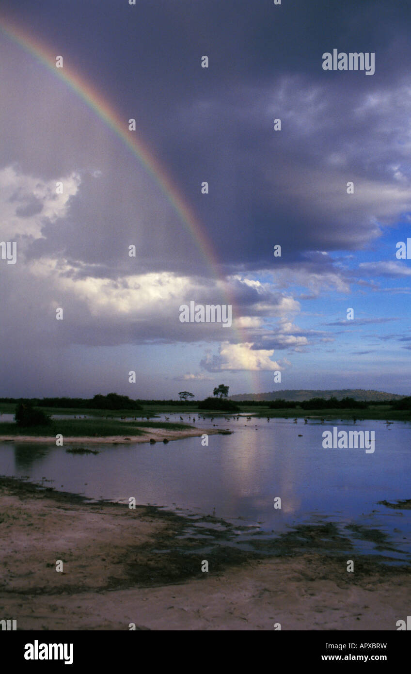 Rainbow and storm clouds over the Chobe National Park Stock Photo - Alamy