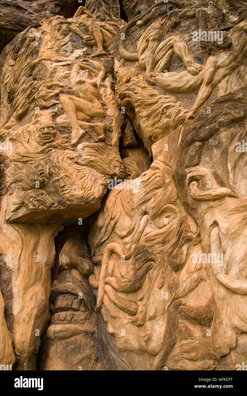 Rock face art by artist Piet van Zyl near the Echo caves Stock Photo ...