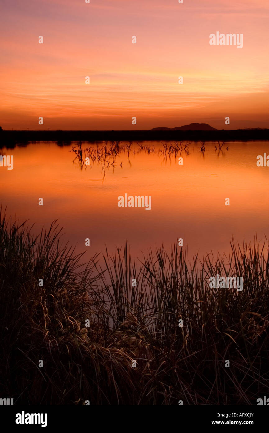 Sunrise over the Phakalane sewer ponds in the distance Modipe Hill ...