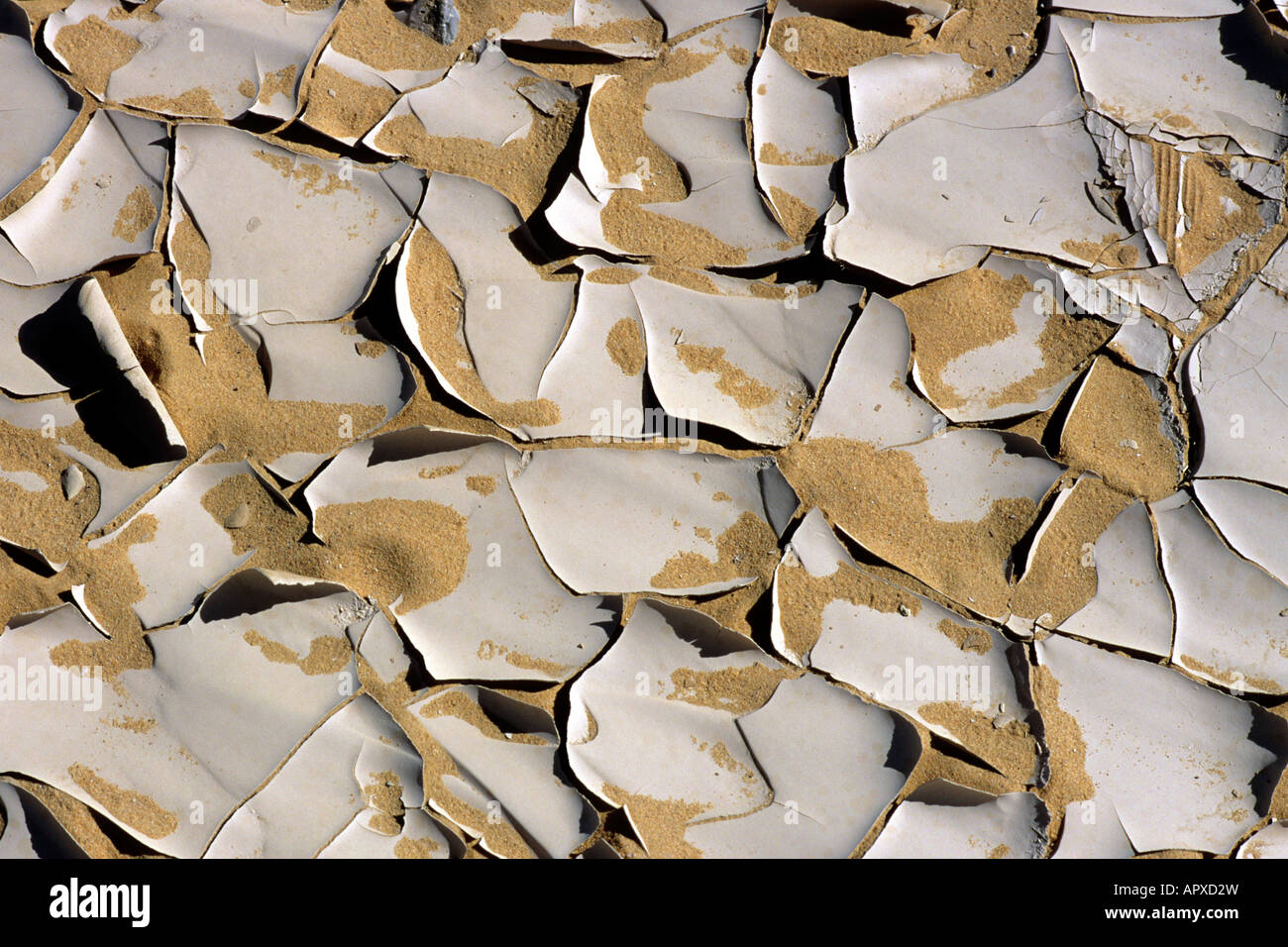 Abstract view of cracked mud surface with desert sand Stock Photo - Alamy