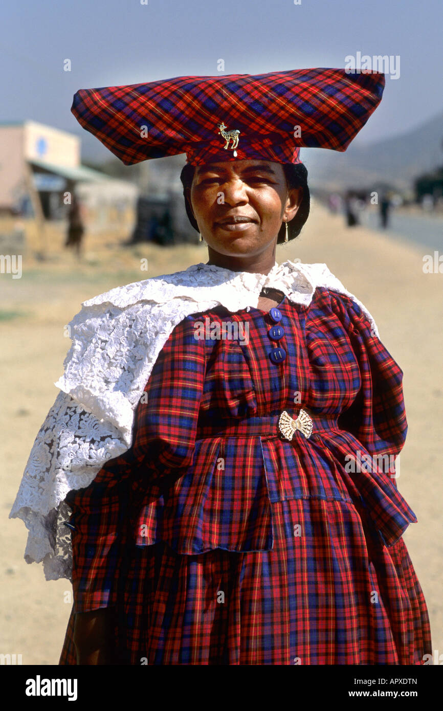 Close-up of a proud and well-dressed Herero woman Stock Photo - Alamy