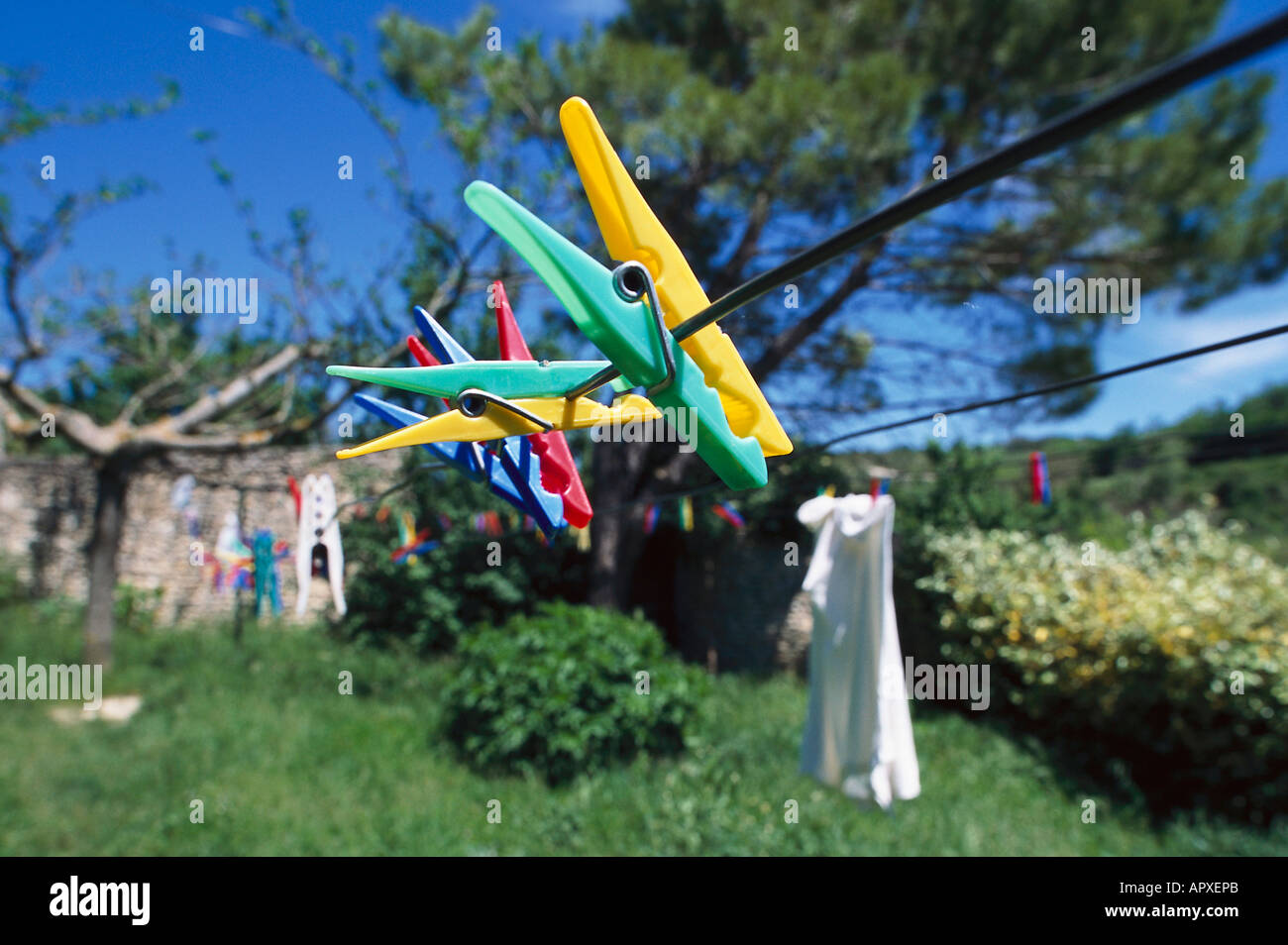 Washing on washing line hi-res stock photography and images - Alamy