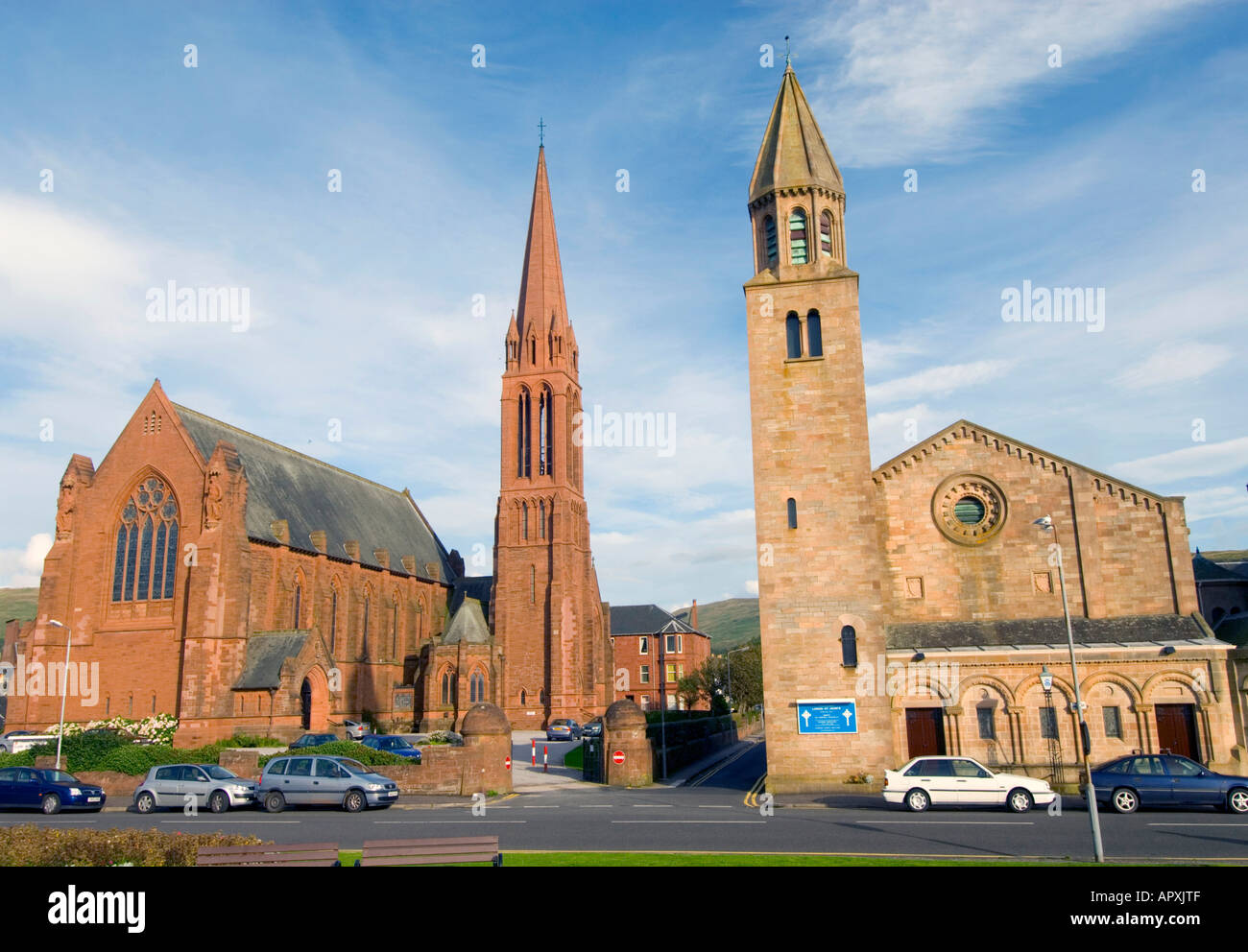 The twin churches of the Clark Memorial Church left and St John s ...