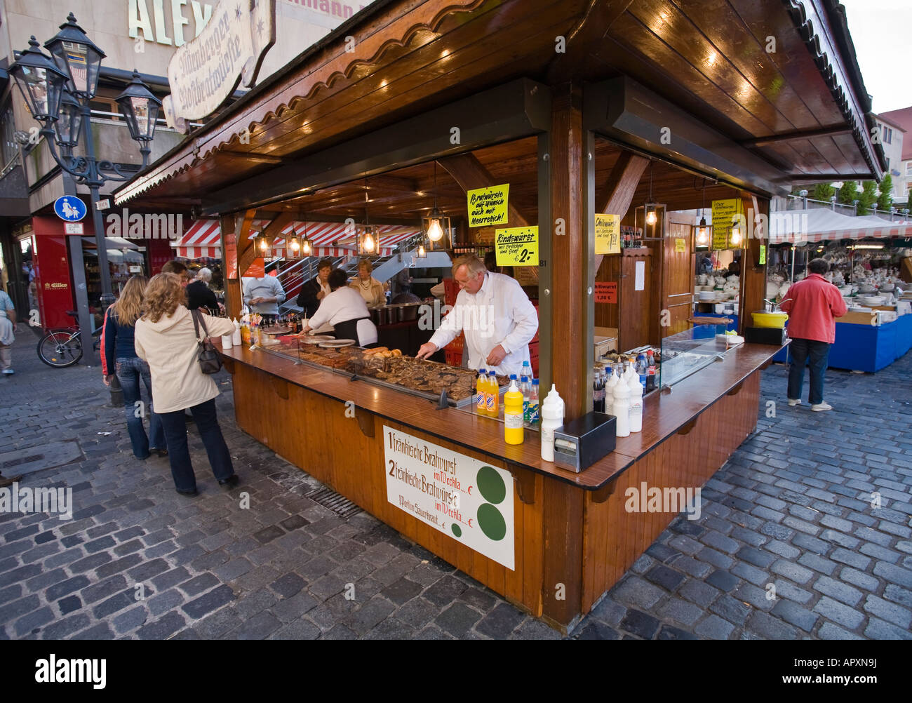 Vendor stand at the main market city square selling traditional ...