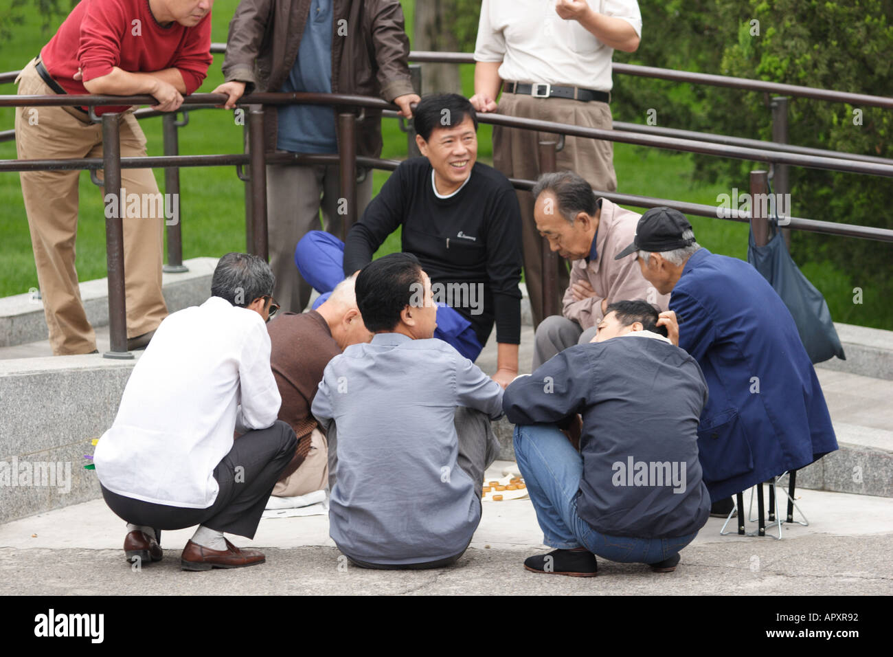 Chinese men Playing Board Game Tiantan Park or Temple of Heaven Park ...