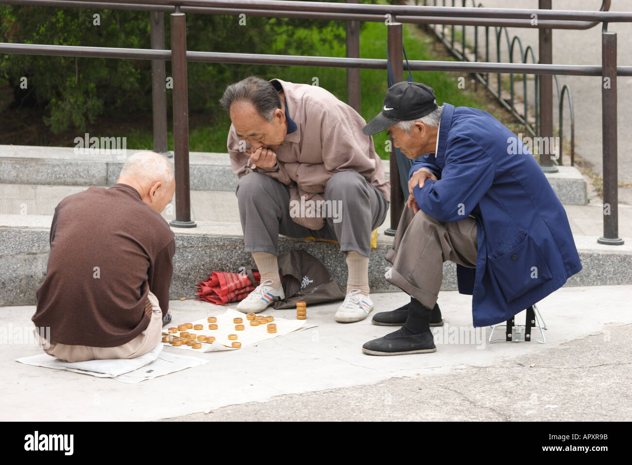 Chinese men Playing Board Game Tiantan Park or Temple of Heaven Park ...