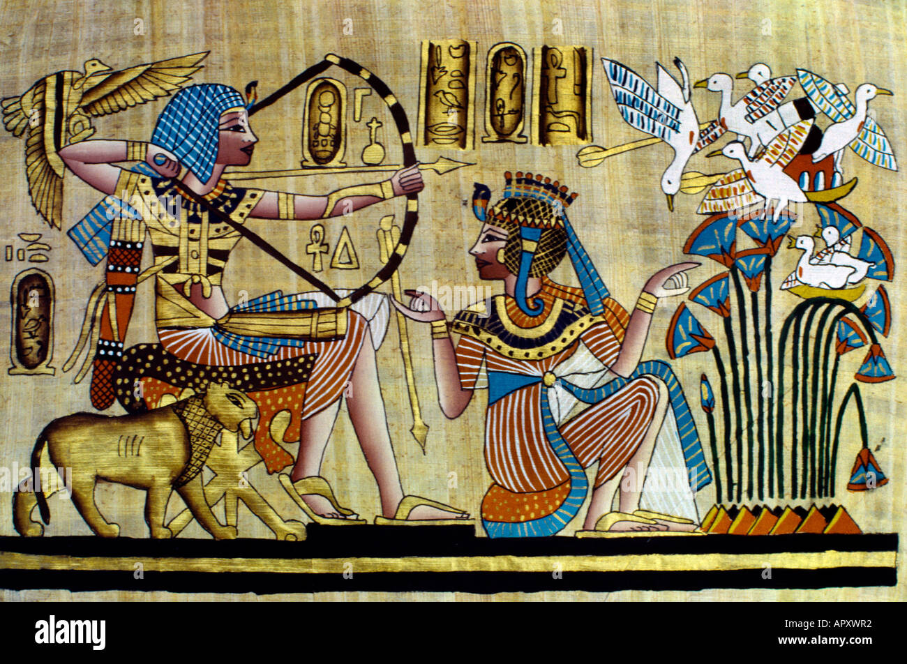 Egypt Papyrus Bastet Depicted As Lioness Stock Photo - Alamy