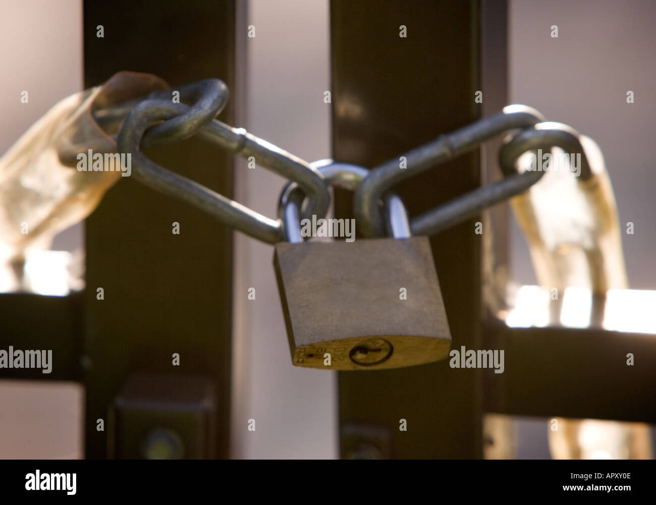 Lock closing a gate Stock Photo - Alamy