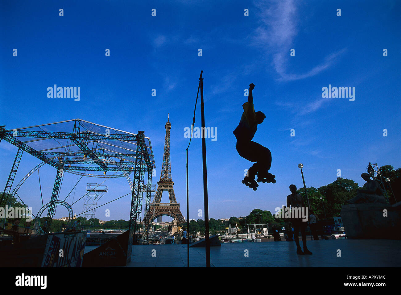 Rollerblading, Eiffel Tower Paris, France Stock Photo - Alamy