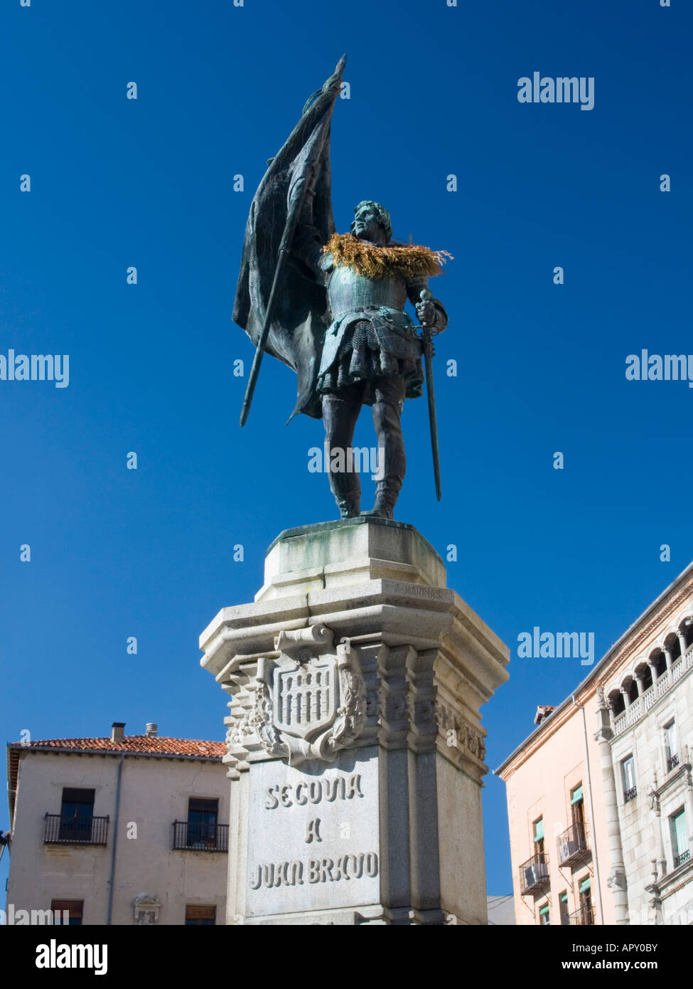 Segovia, Castile and León, Spain. Statue of Juan Bravo in the Plaza de ...