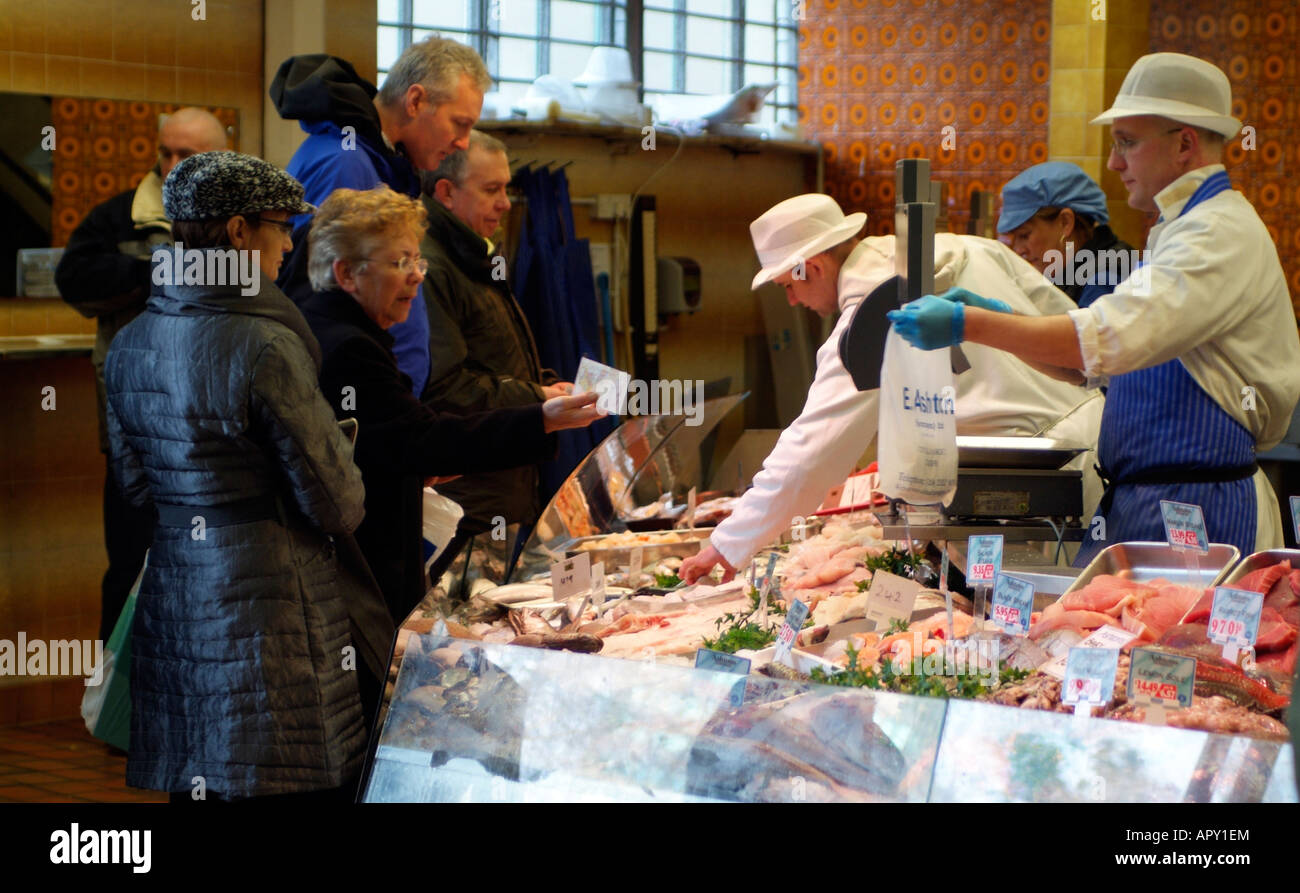 Wet Fish Shop Customer Shopping Cardiff Wales Fishmonger in the City ...