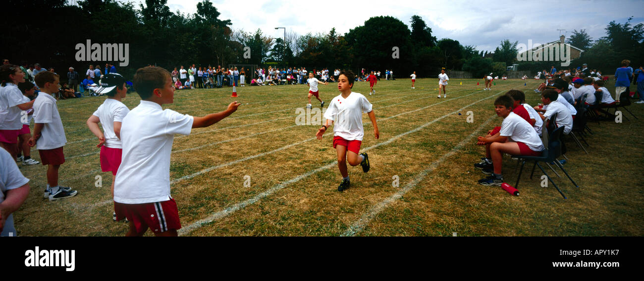 Junior School Sports Day Relay Race Children Running School Stock Photo ...
