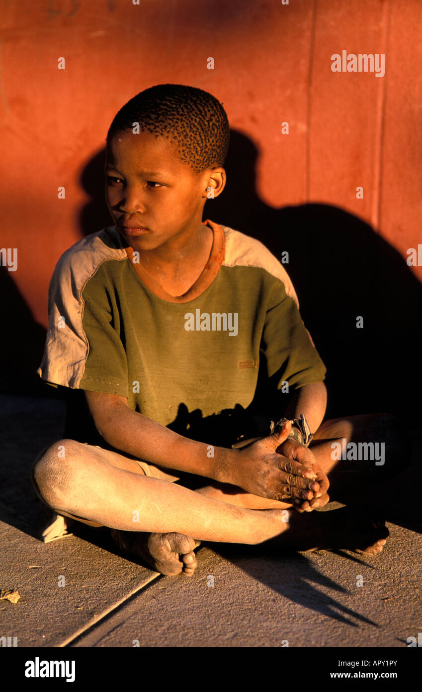 Bushman boy in Den ui village Bushmanland Namibia Stock Photo - Alamy