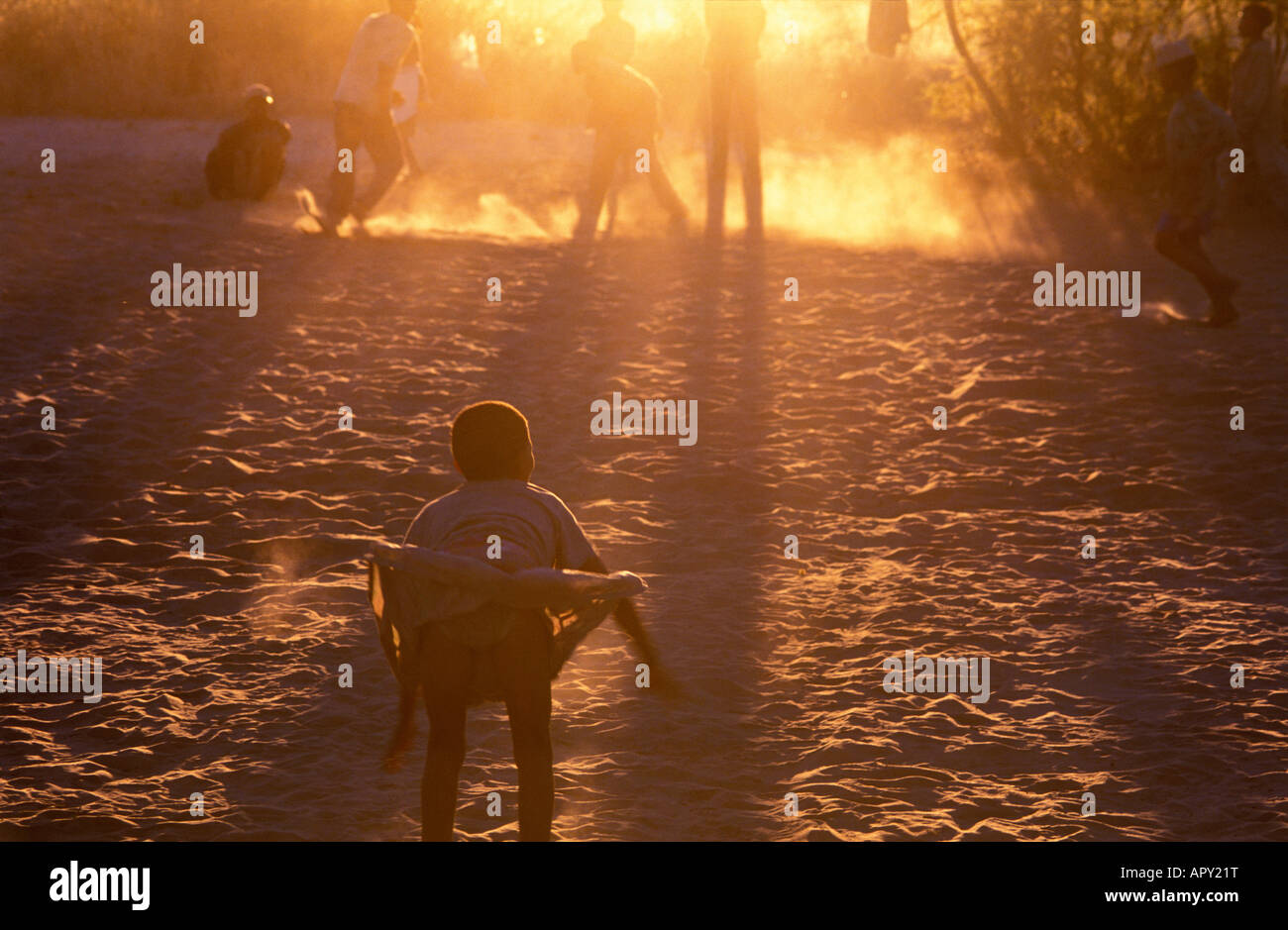 Bushman children playing in the sand Den ui village Bushmanland Namibia ...