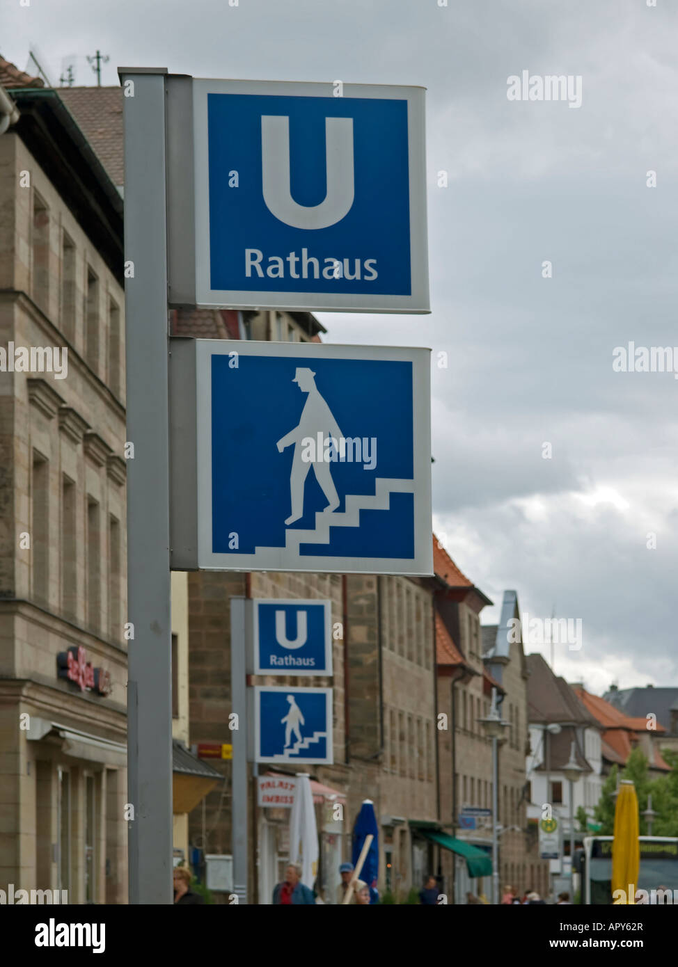 sign for subway underground station in the town Fürth Bavaria Germany ...