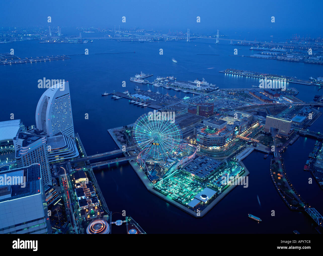 Aerial view yokohama city night hi-res stock photography and images - Alamy