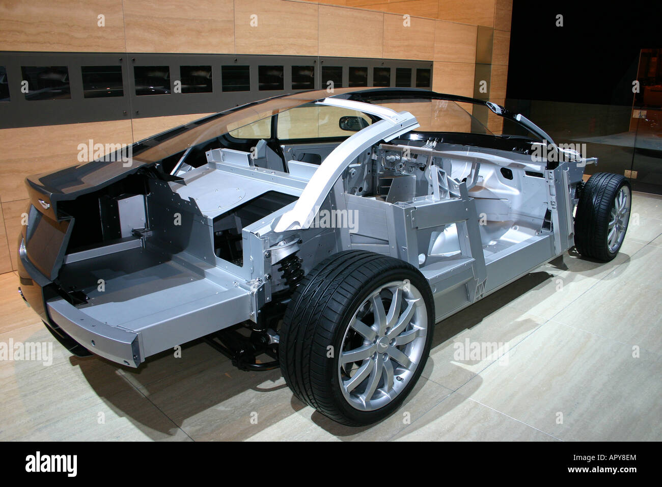 Aston Martin DB9 grand tourer body shell chassis framework Stock Photo ...