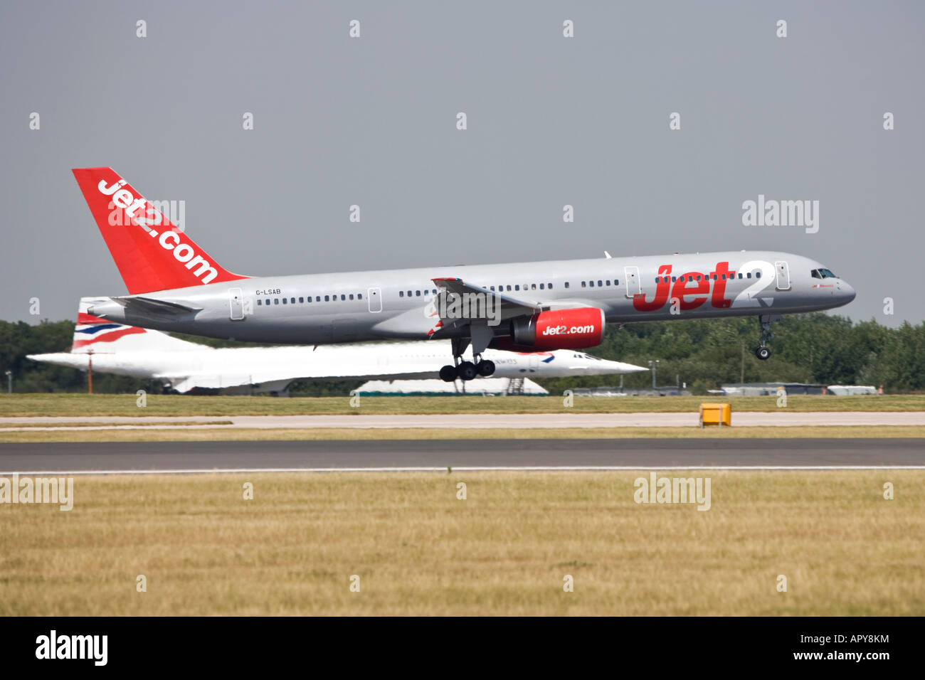 Jet 2 Boeing 757 landing infront of concorde Stock Photo - Alamy