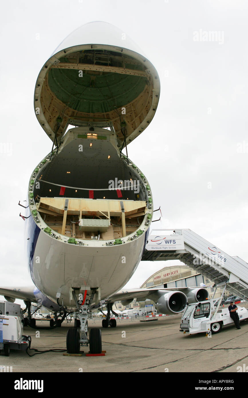 Boeing 747 close up with fisheye with Cargo door open Stock Photo - Alamy
