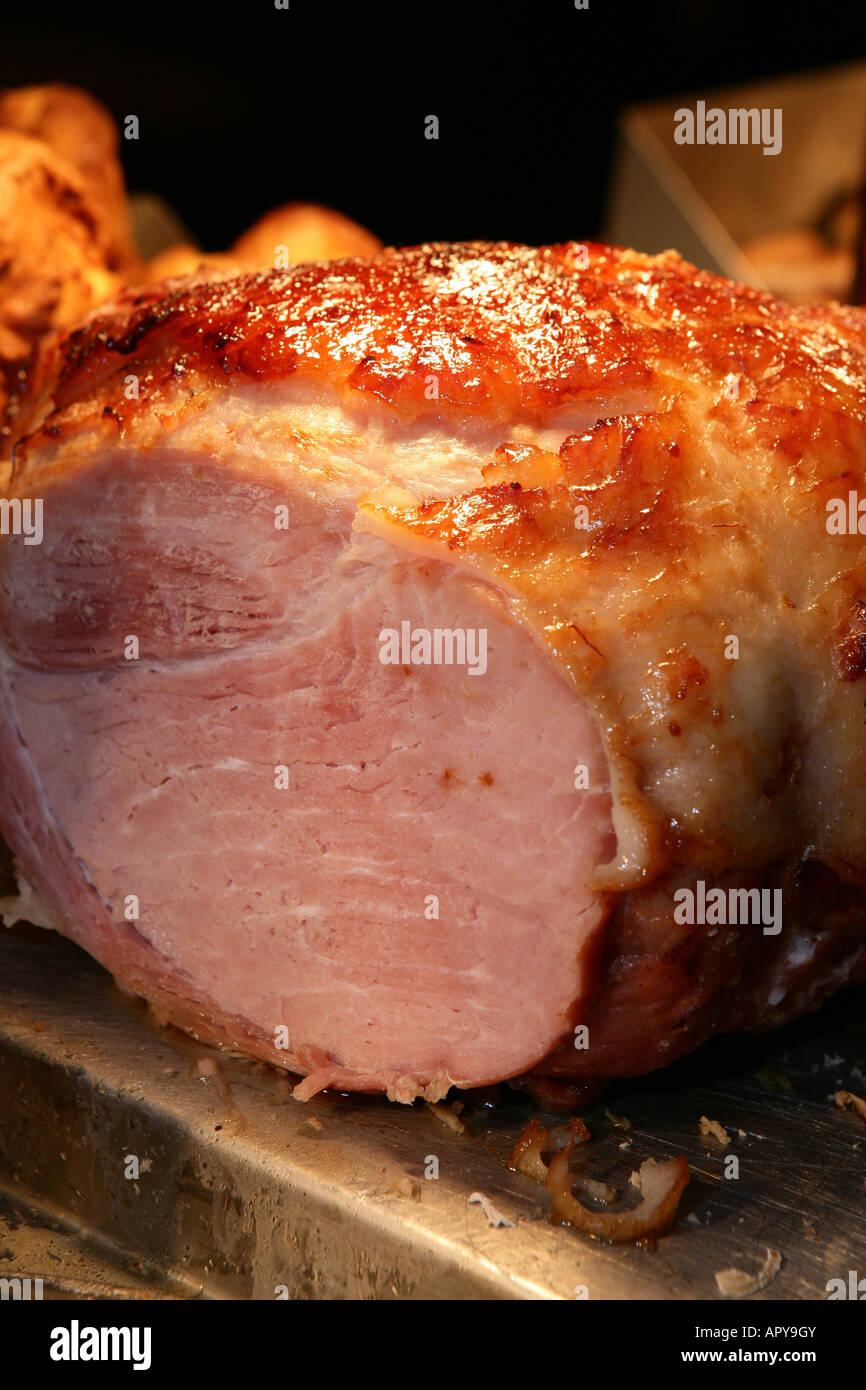 Roast Ham in pub restaurant carvery Stock Photo - Alamy