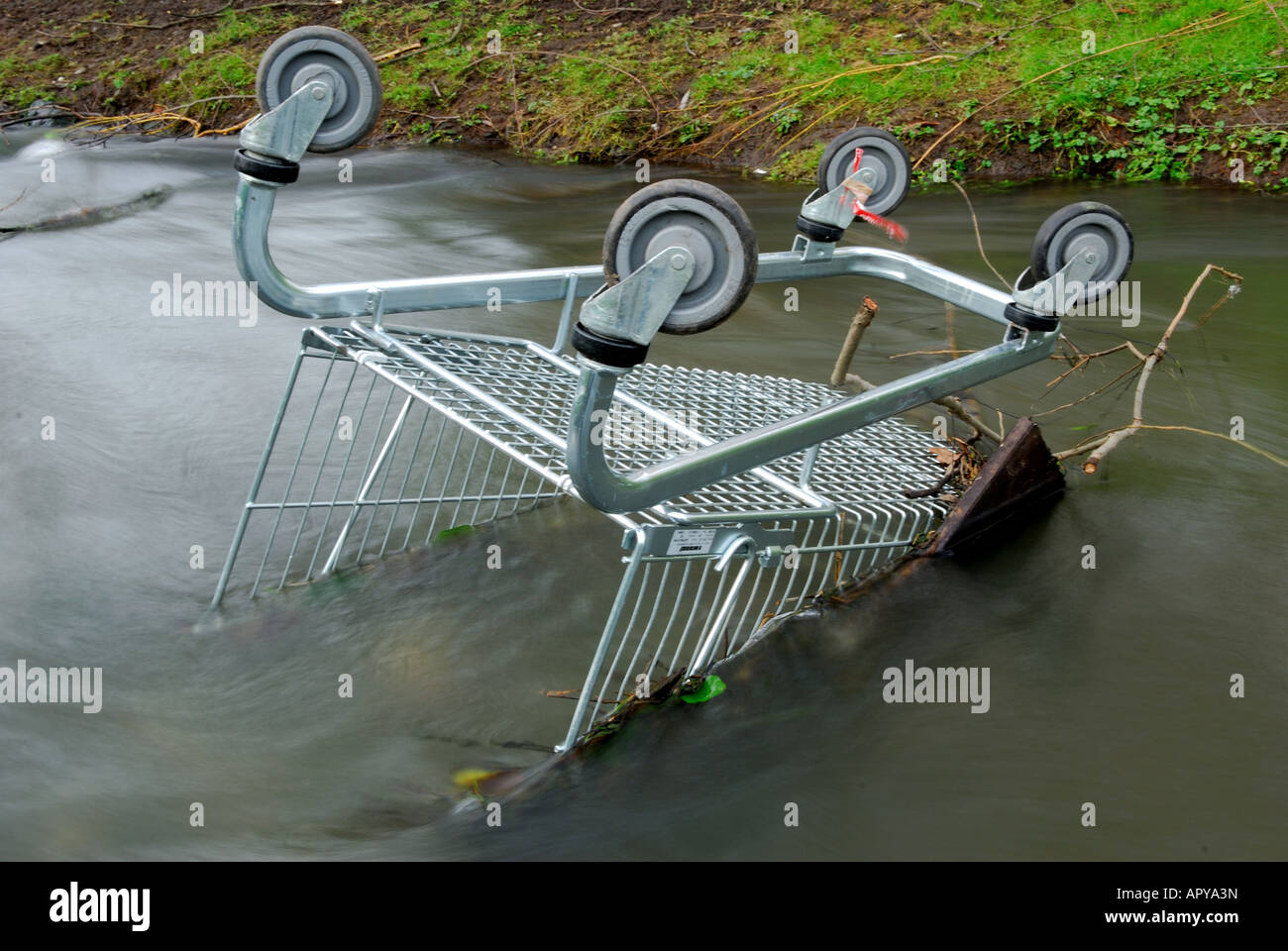 Shopping Trolley in River Stock Photo - Alamy