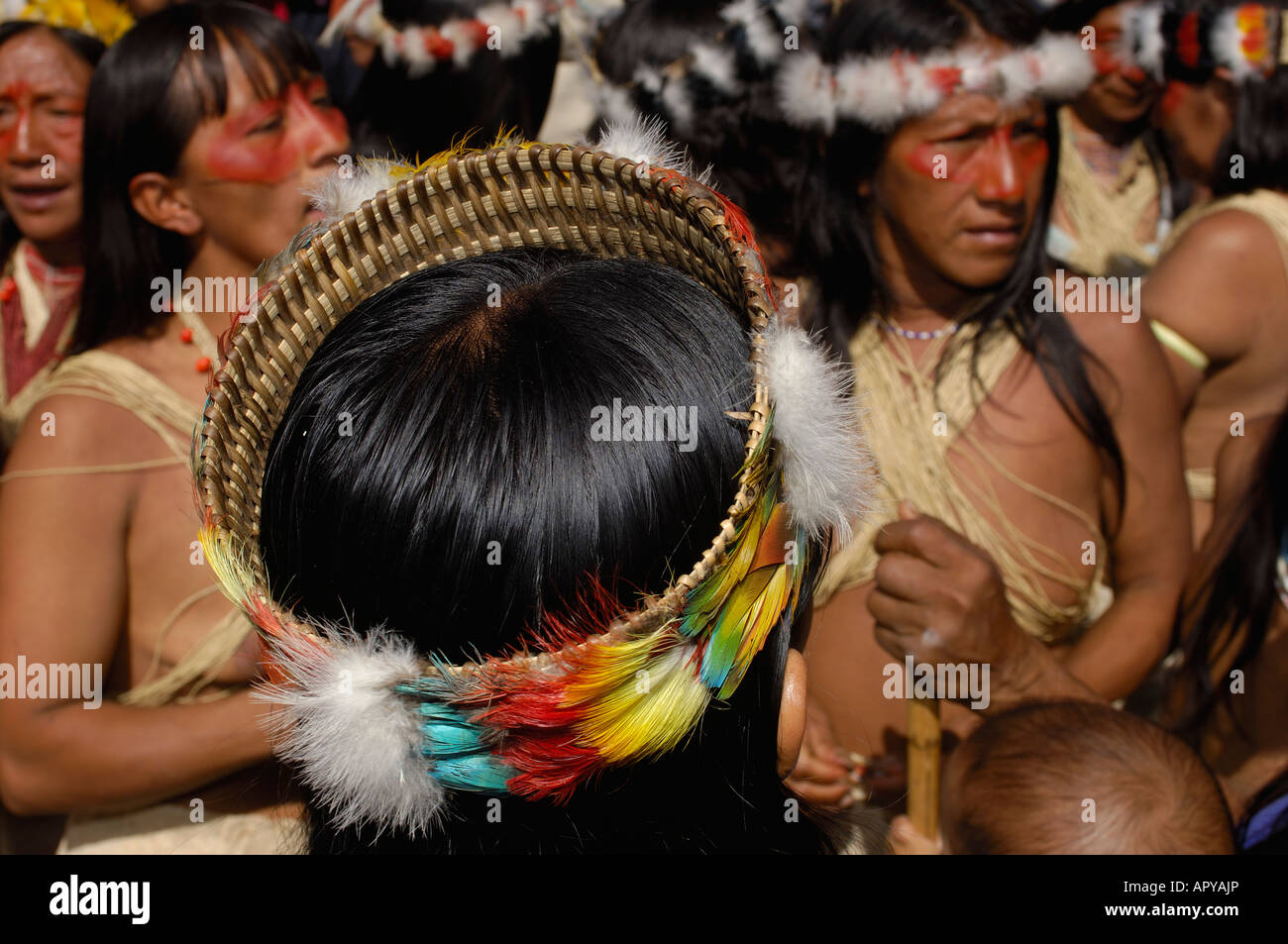 Huaorani Indians in a protest march. Amazon rainforest Indians, ECUADOR ...