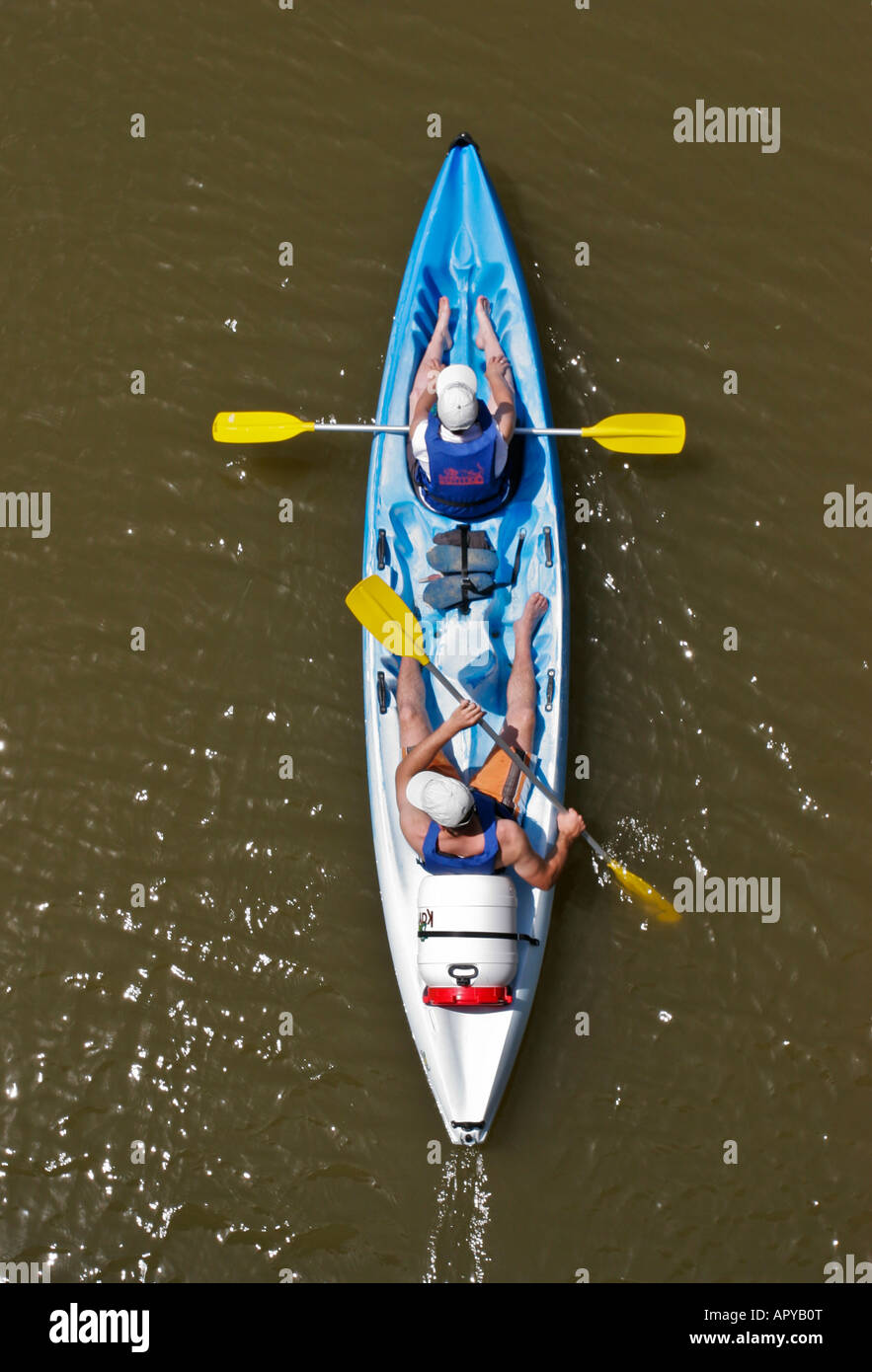 Looking down on a two man canoe Stock Photo - Alamy