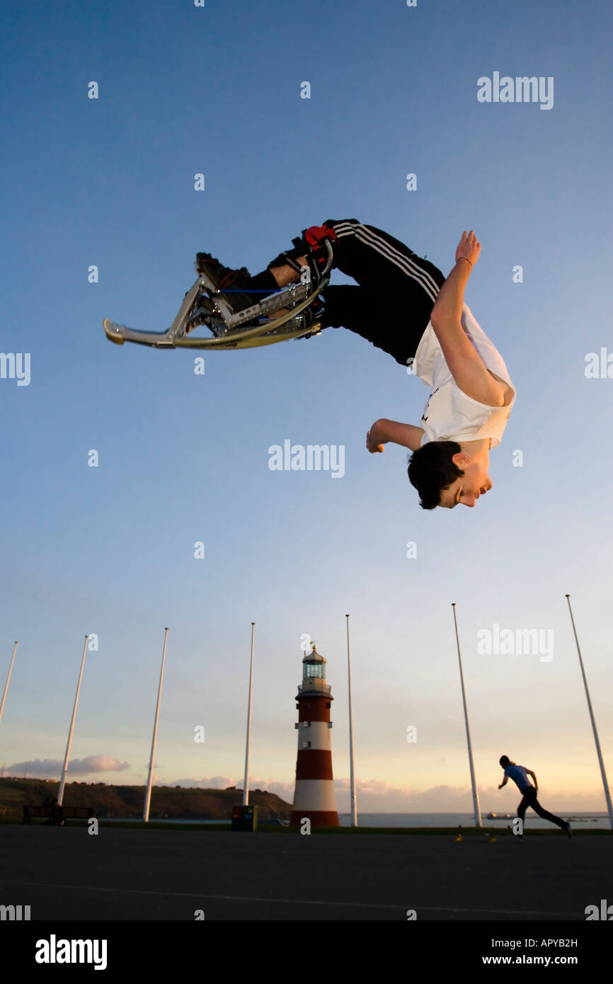 Plymouth Hoe Devon England UK jumping stilts poweriser Powerbocking ...