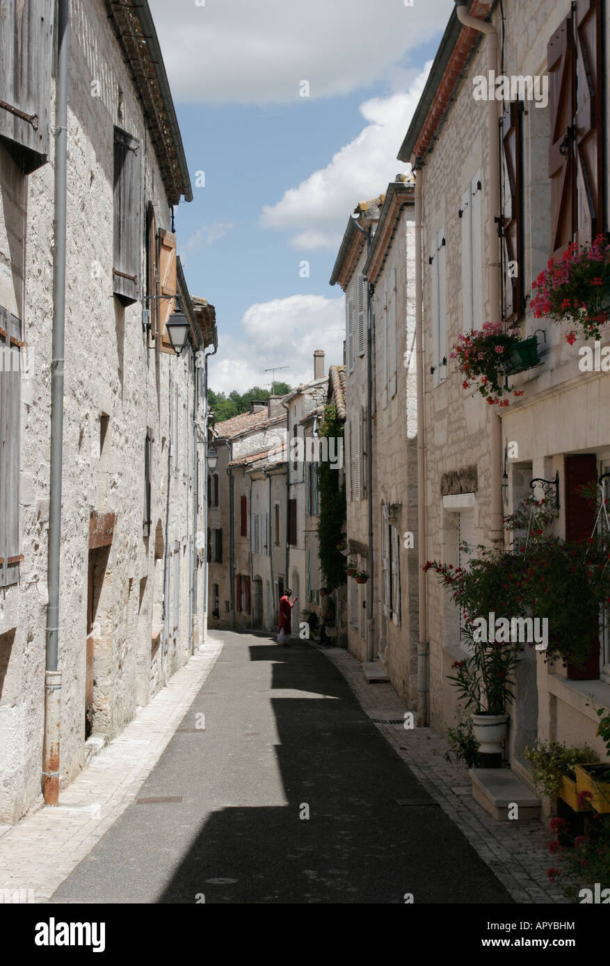 Narrow French village street Stock Photo - Alamy