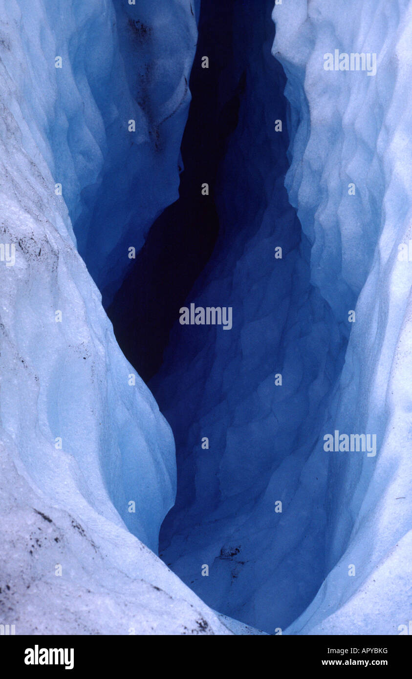 Crevasse in the ice of the Nigardsbreen glacier, Jostedalen, Norway ...