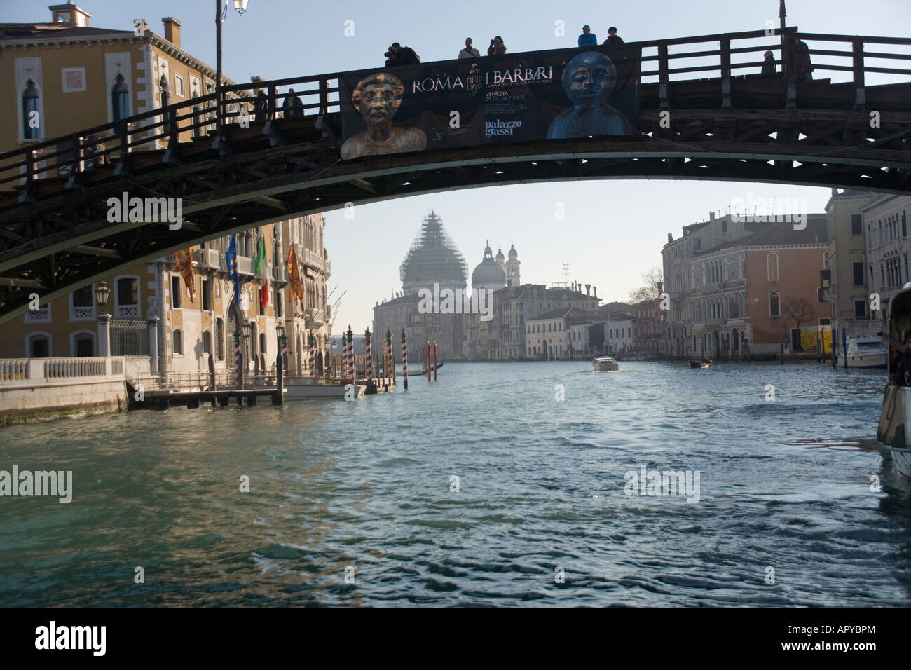 Accademia Bridge,the Ponte dell'Accademia,the Grand Canal and the dome ...