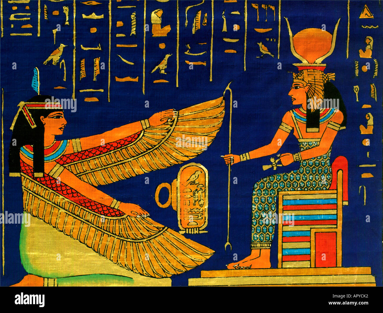 Papyrus Painting of Maat and Hathor Stock Photo - Alamy