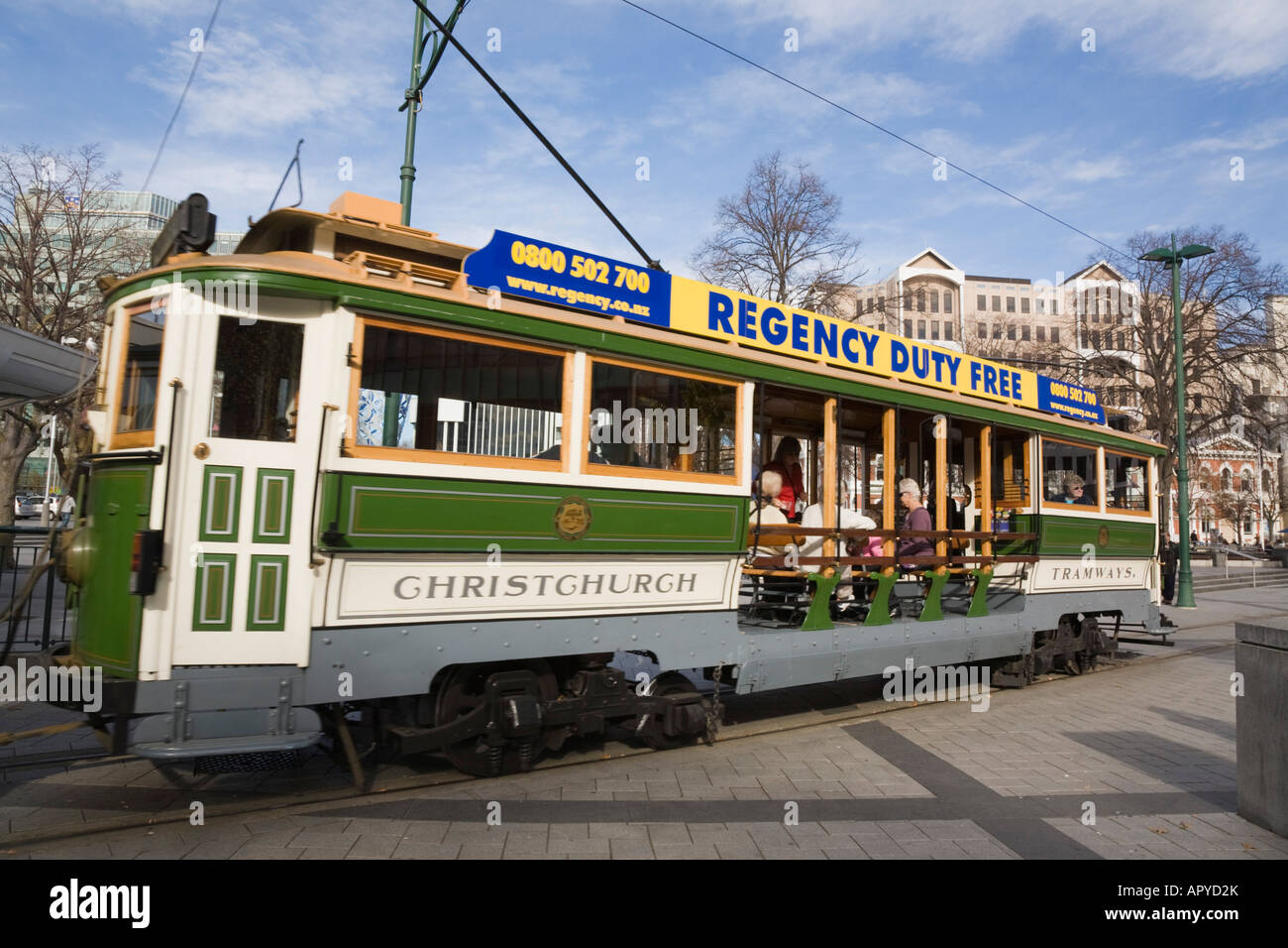 City Loop green tram giving sightseeing tours to tourists on tramway ...