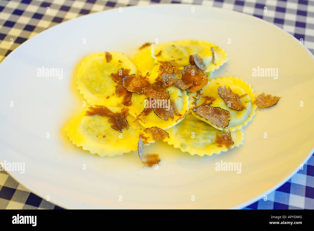 Ravioli with black truffles, Tuscan restaurant, Italy Stock Photo - Alamy