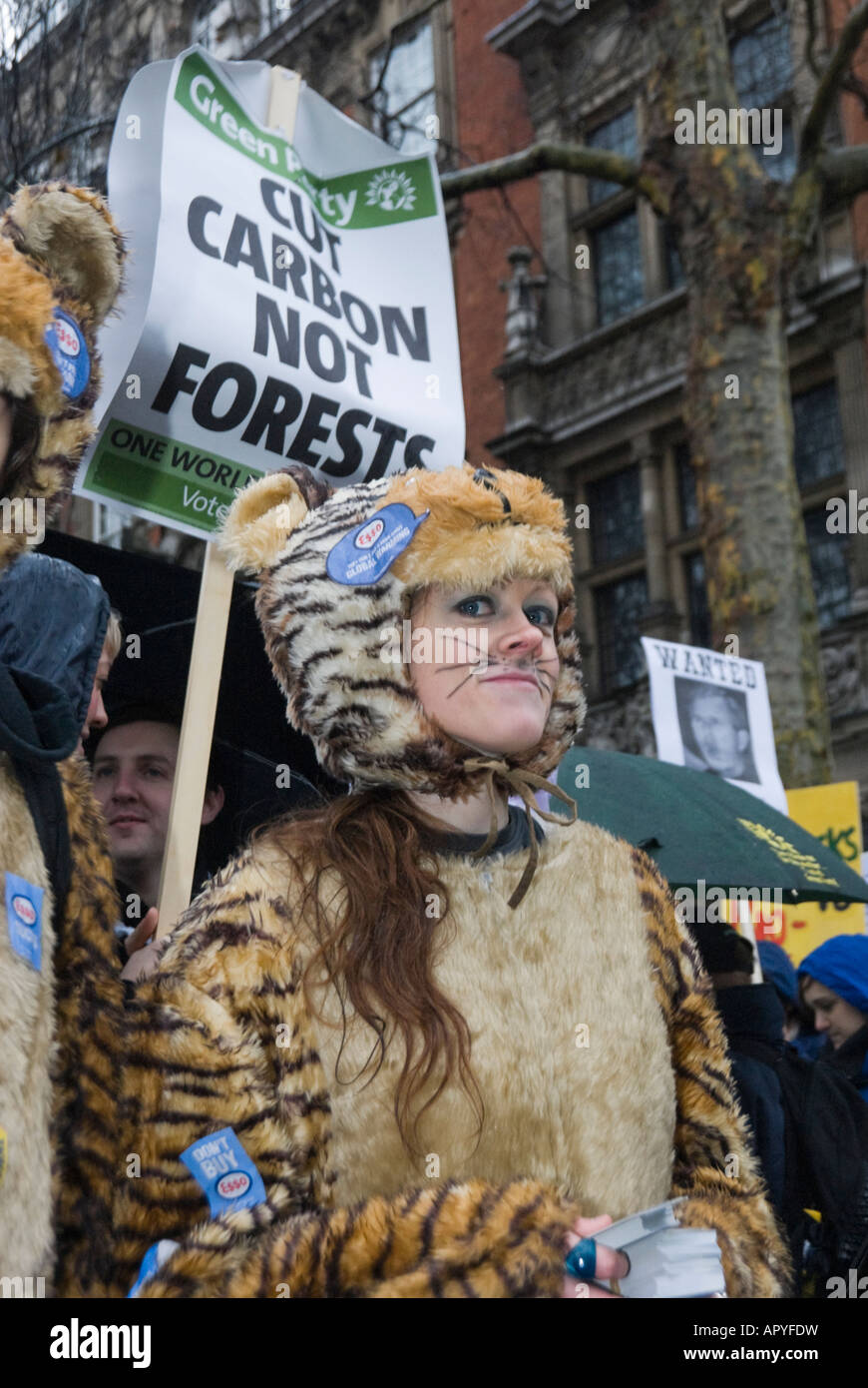 Woman in tiger suit protests against Esso's environmental record ...