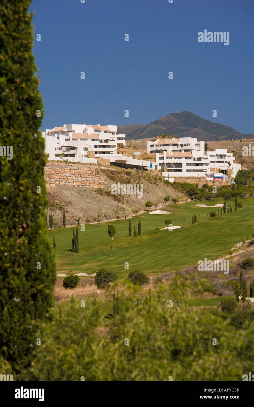 Golf course with apartments in background in Spain Stock Photo - Alamy