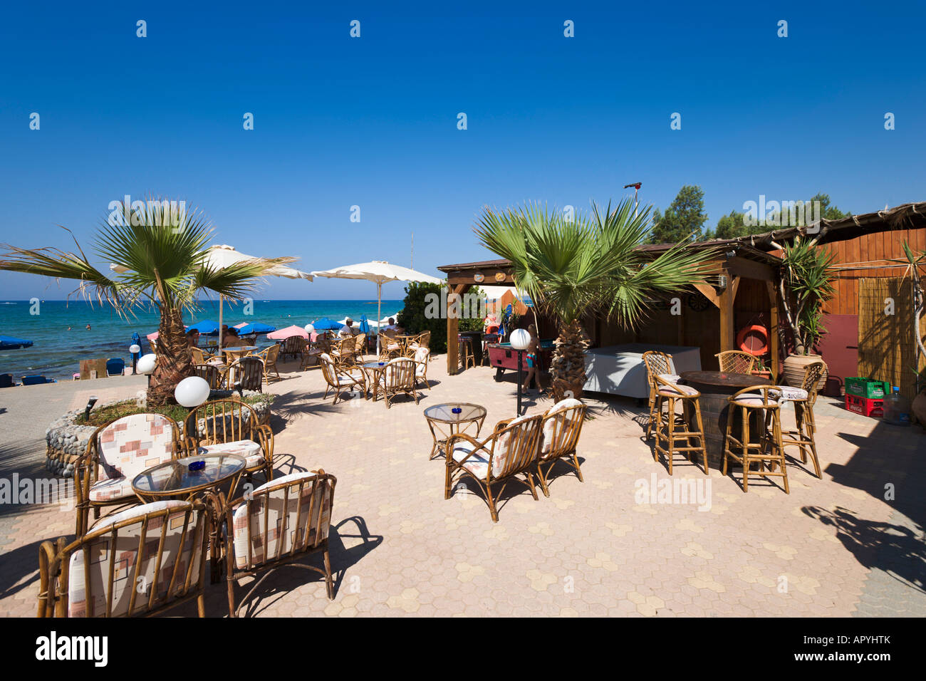 Beach Bar, Stalis, North Coast, Crete, Greece Stock Photo - Alamy