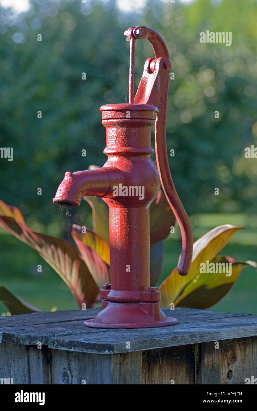 Red Water Pump Stock Photo - Alamy