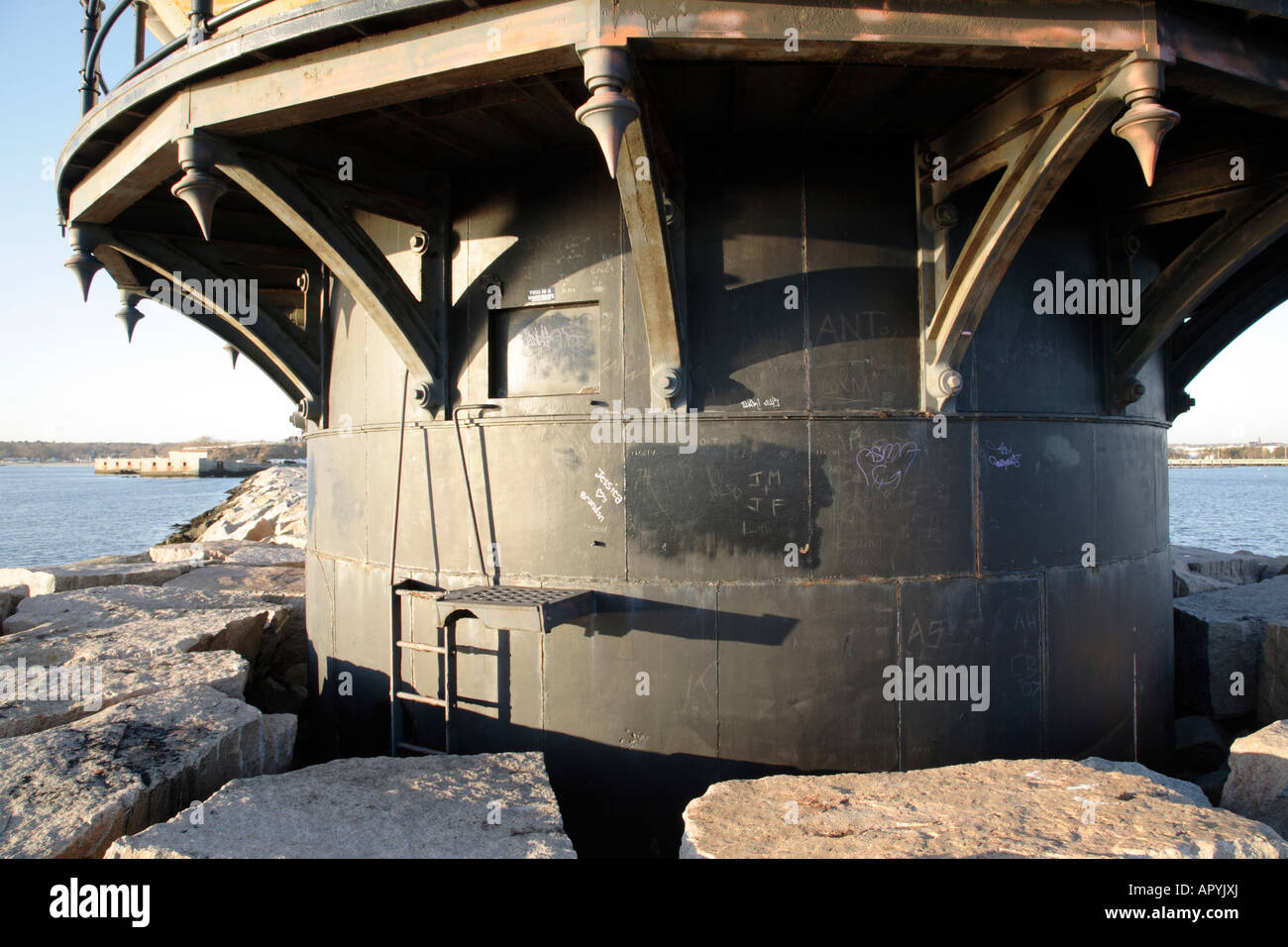 Spring Point Ledge Light at Fort Preble during the winter months ...