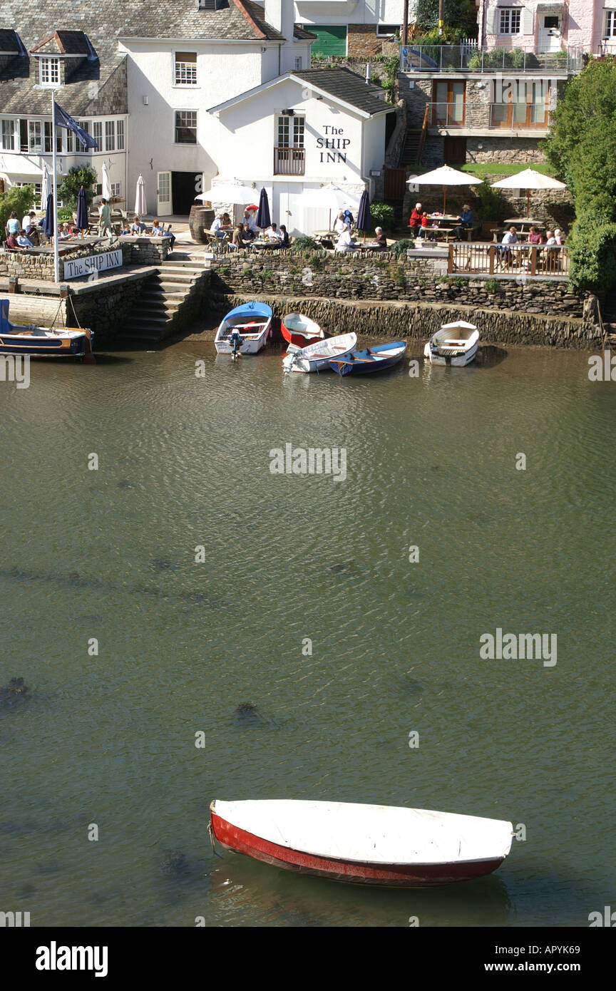 The Ship Inn at Noss Mayo in sunshine. Devon South West England UK ...